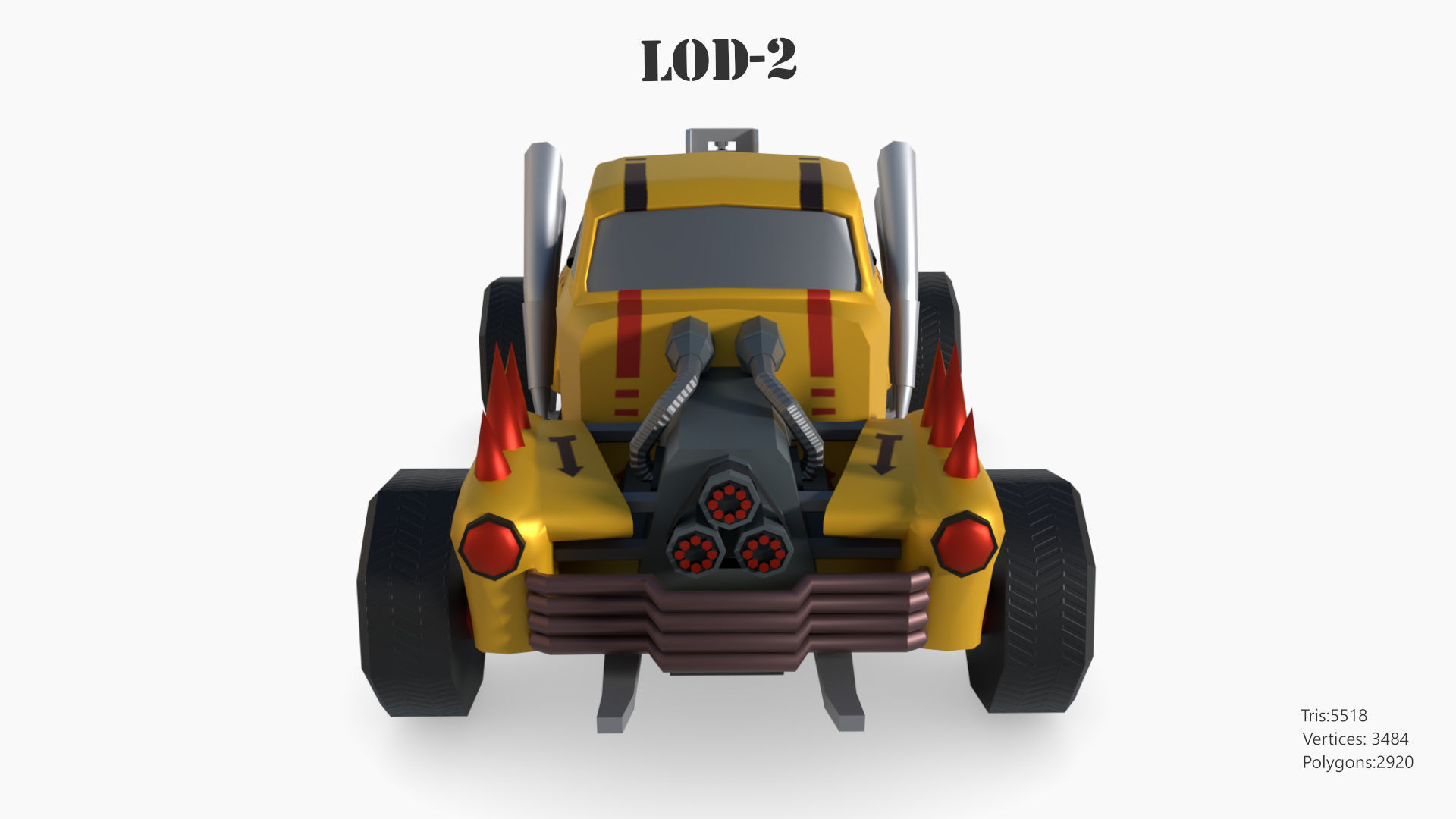 3D model Post Apocalyptic Chevrolet Picap Low-poly War Car Game Asset ...