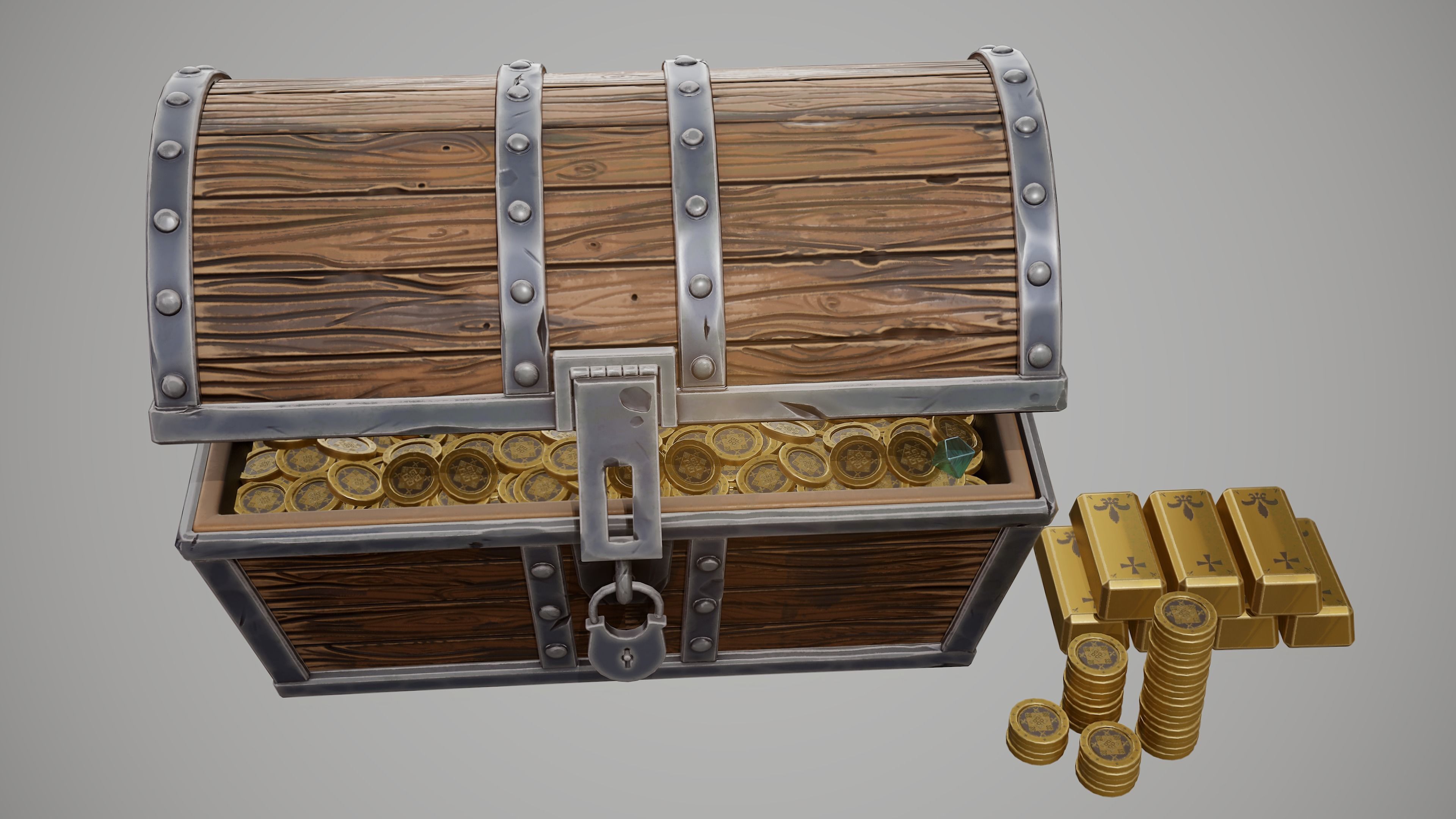 3D model Stylized Gold Chest VR / AR / low-poly | CGTrader
