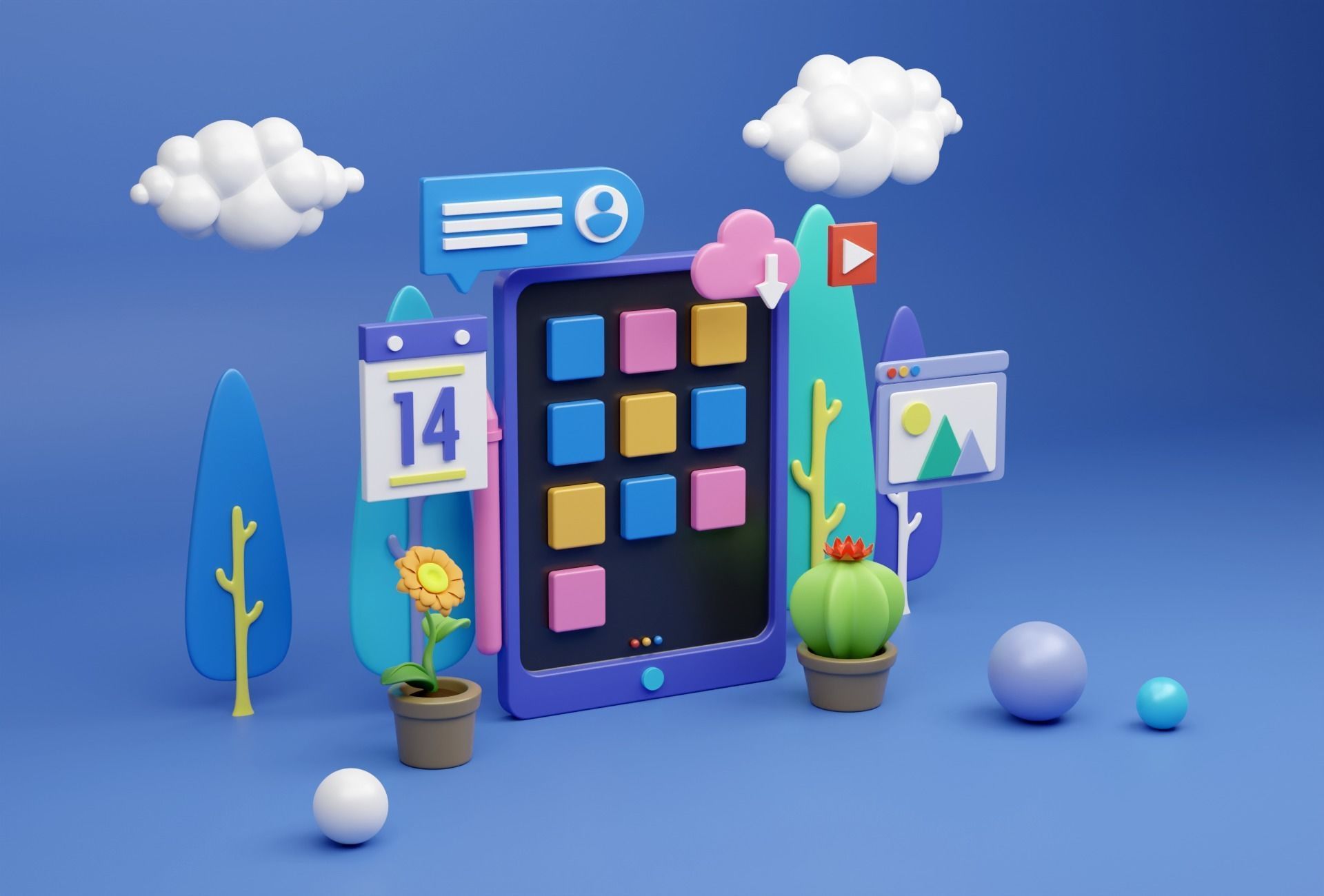 3D model Tablet Fun Activity Illustration VR / AR / low-poly | CGTrader