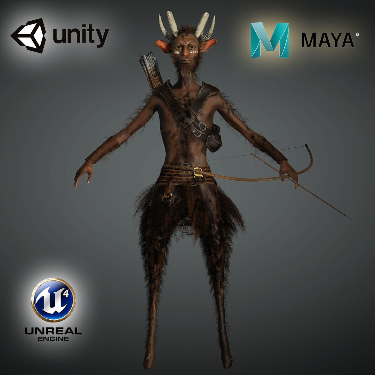 Faun High quality character full Rigged and Animated 3D model 3D model ...
