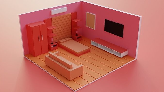 3D model Low poly room VR / AR / low-poly | CGTrader