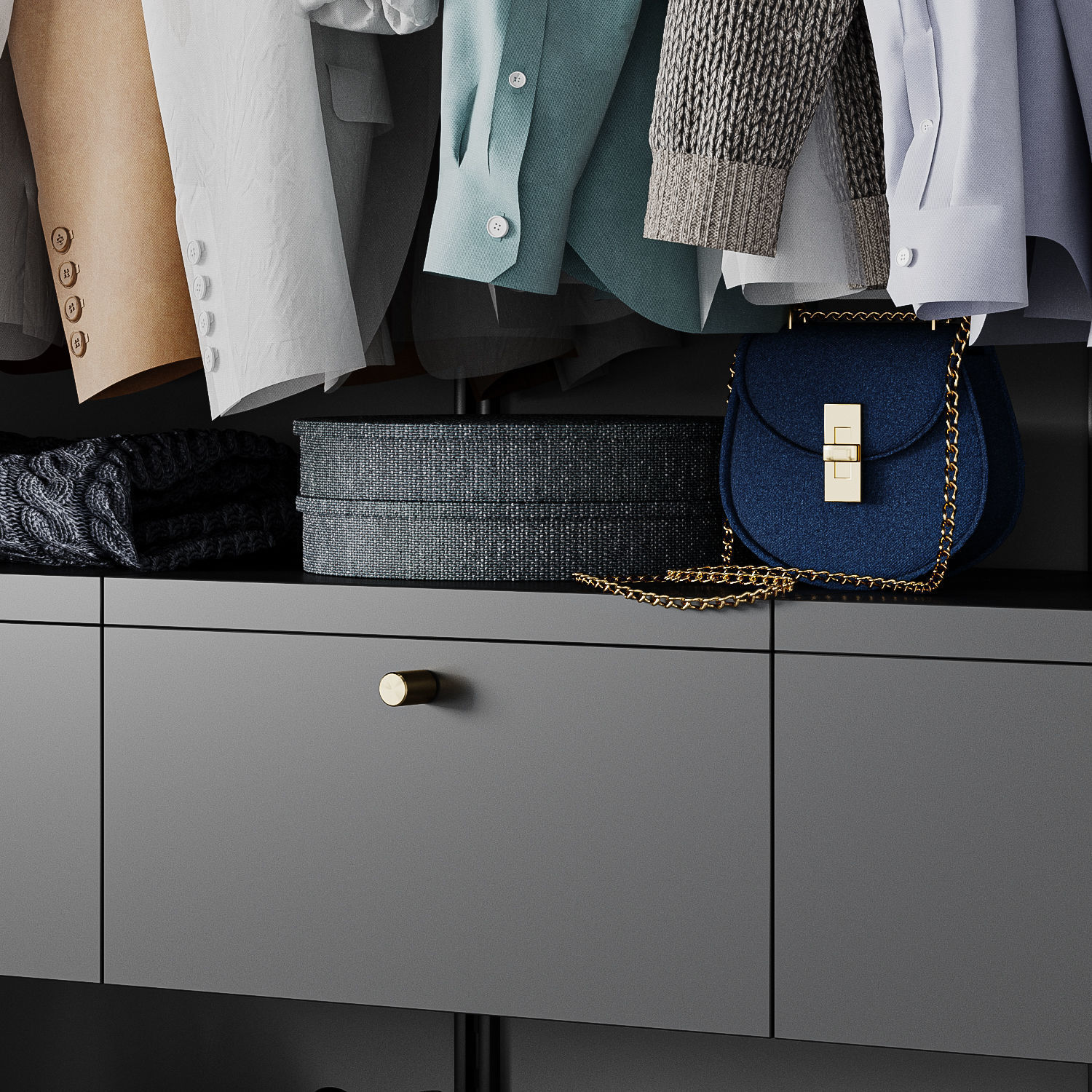 Wardrobe wall module clothing 3D model | CGTrader