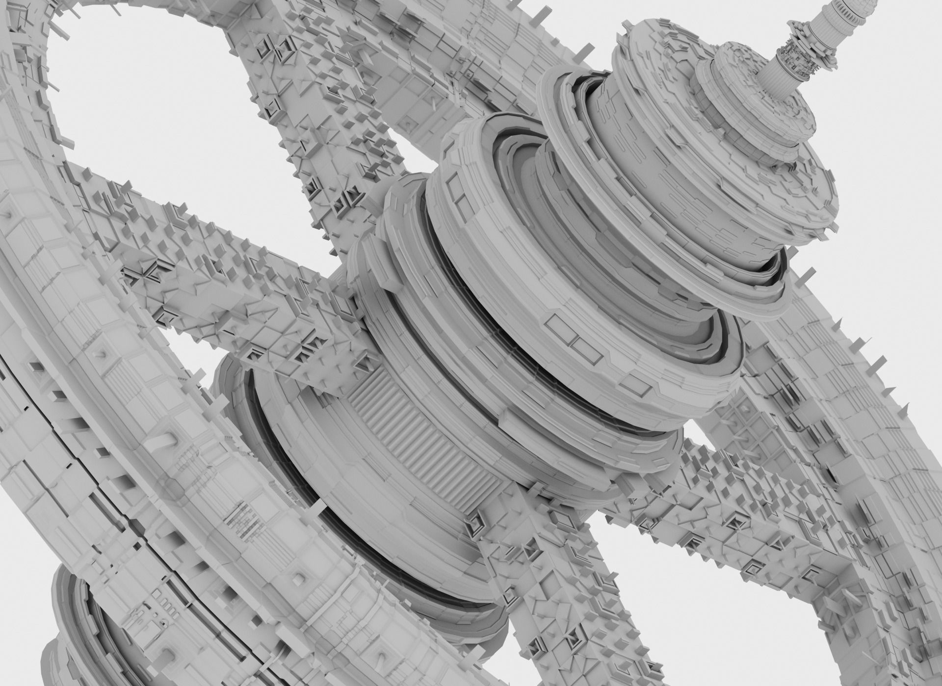 Sci-Fi Space Station 3D model | CGTrader