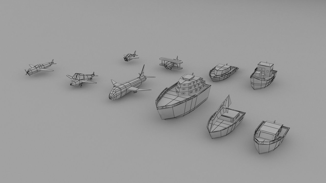3D model 3d low polygon plane ship VR / AR / low-poly | CGTrader