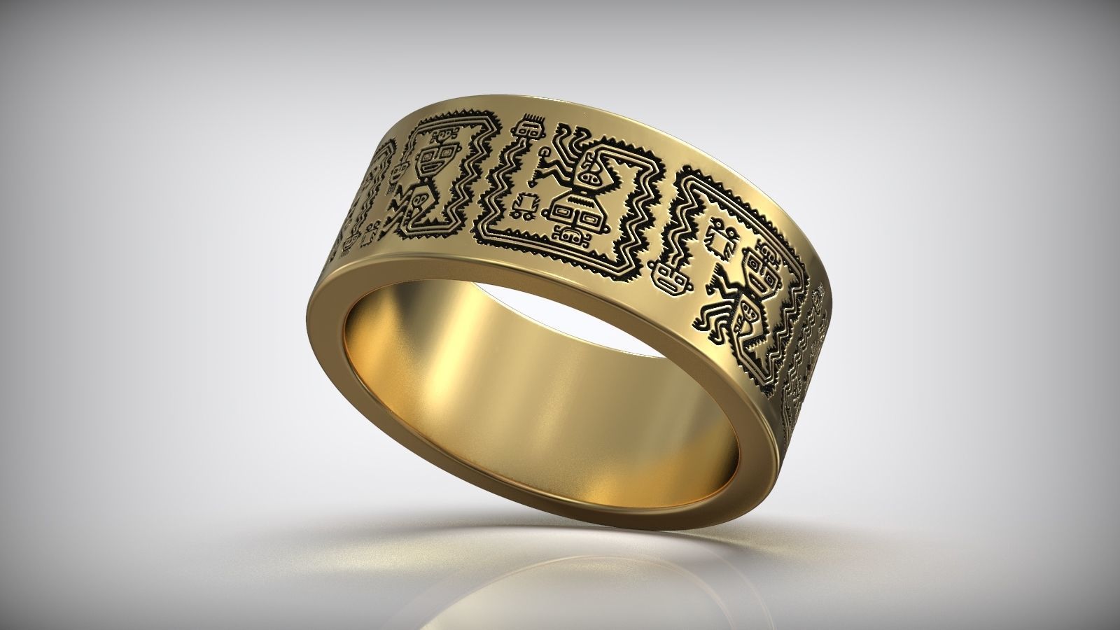 Aztec Maya Ancient Pattern Wedding Band 3D model 3D printable | CGTrader