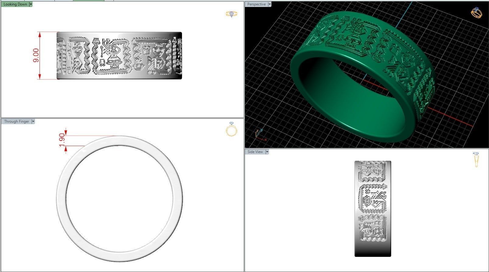Aztec Maya Ancient Pattern Wedding Band 3D model 3D printable | CGTrader