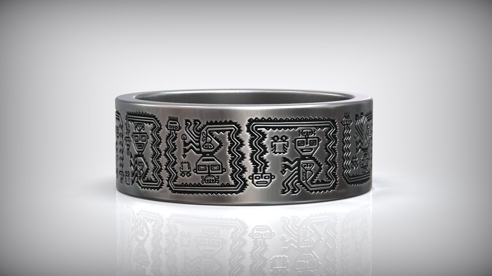 Aztec Maya Ancient Pattern Wedding Band 3D model 3D printable | CGTrader