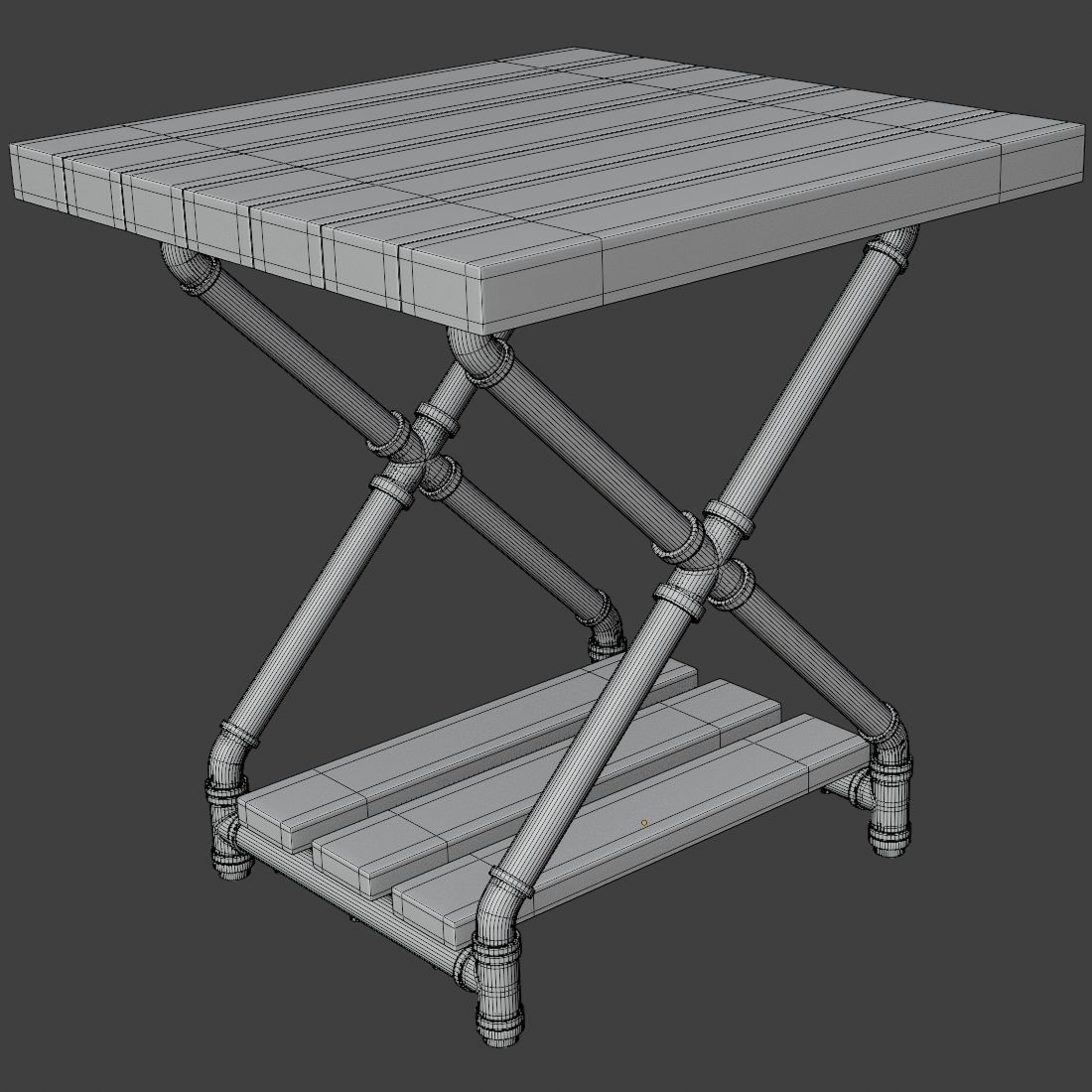 Industrial Vintage Pipe Side Table 3D model | CGTrader