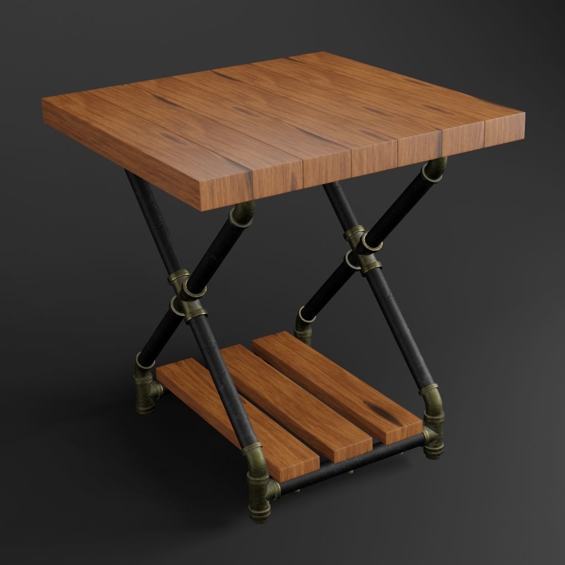 Industrial Vintage Pipe Side Table 3D model | CGTrader