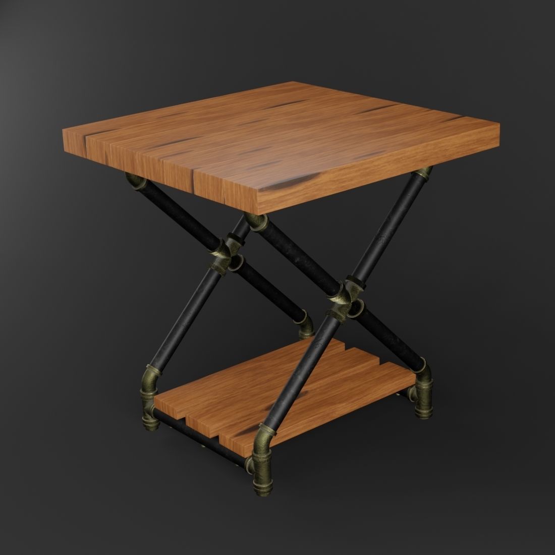 Industrial Vintage Pipe Side Table 3D model | CGTrader