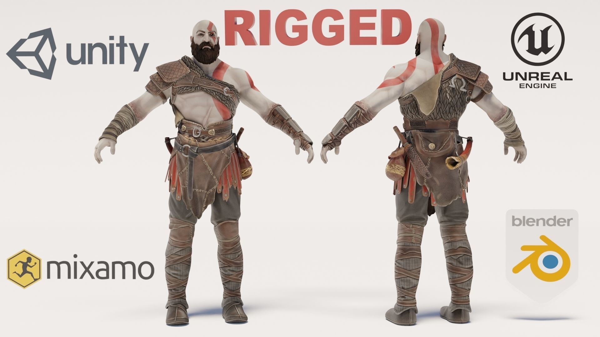 Kratos God Of War RIGGED 3D model rigged | CGTrader