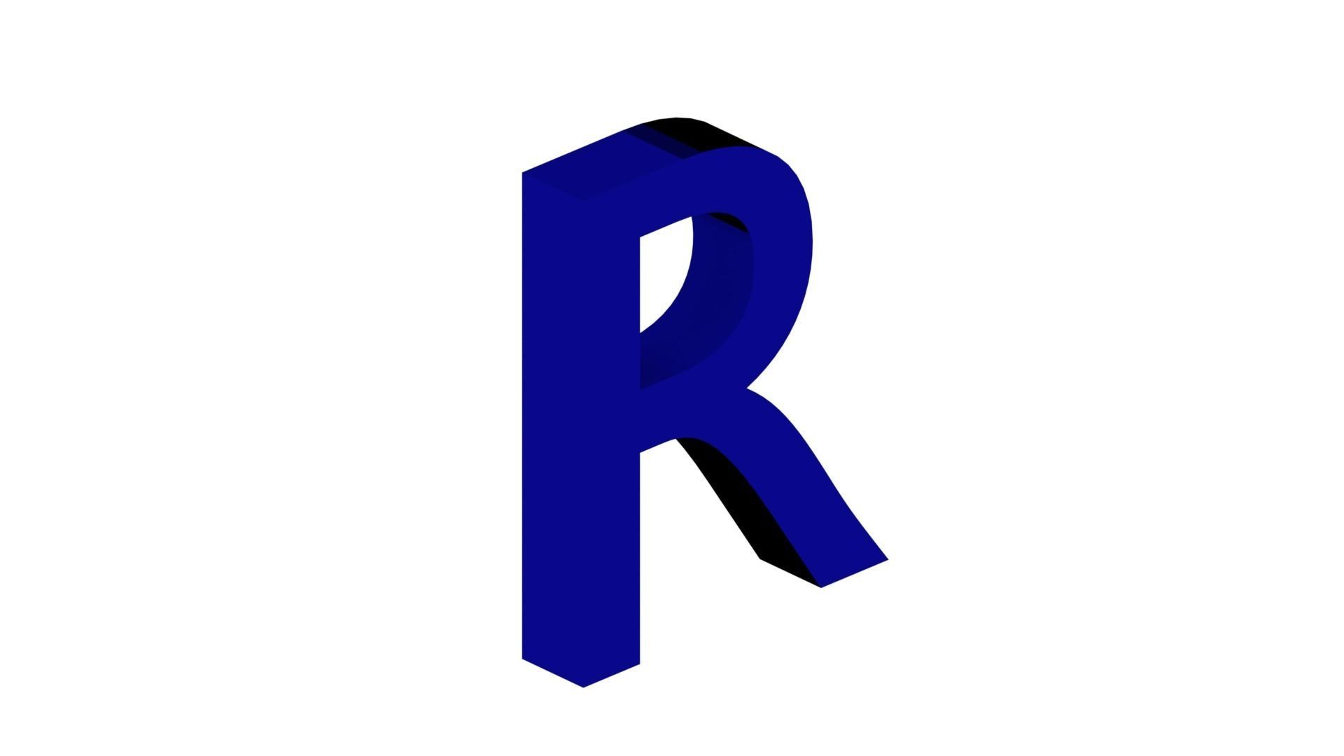 Uwanile Letter R Dimensions 15 mm Tall per 5 mm deep free 3D model 3D ...