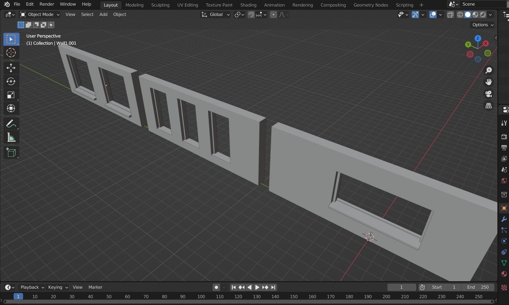 Walls with Windows free 3D model | CGTrader