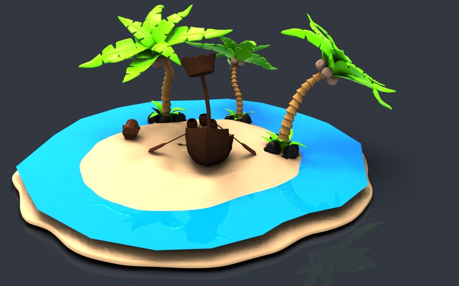 Tropical island free 3D model 3D printable | CGTrader