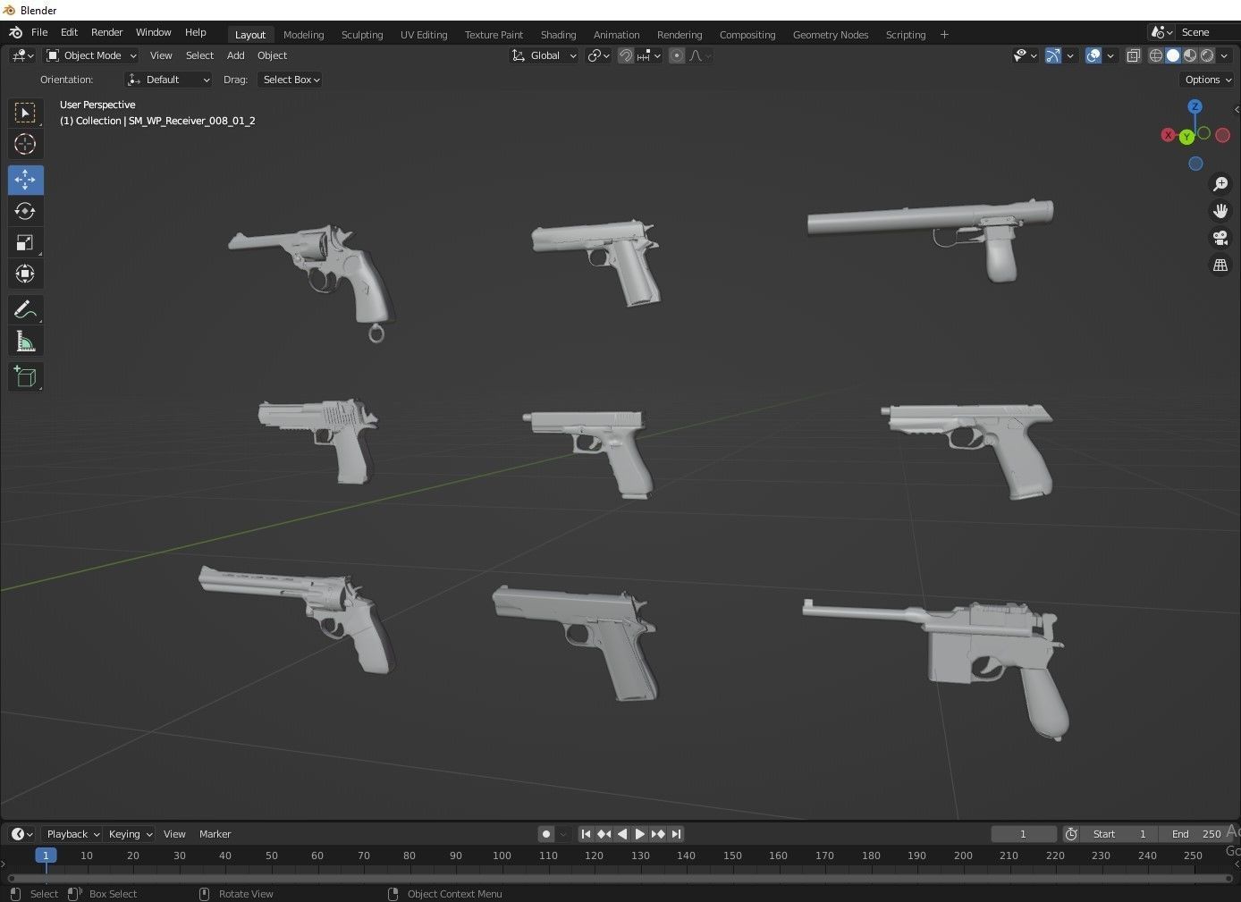 guns rigged pistol pack 3D model rigged | CGTrader