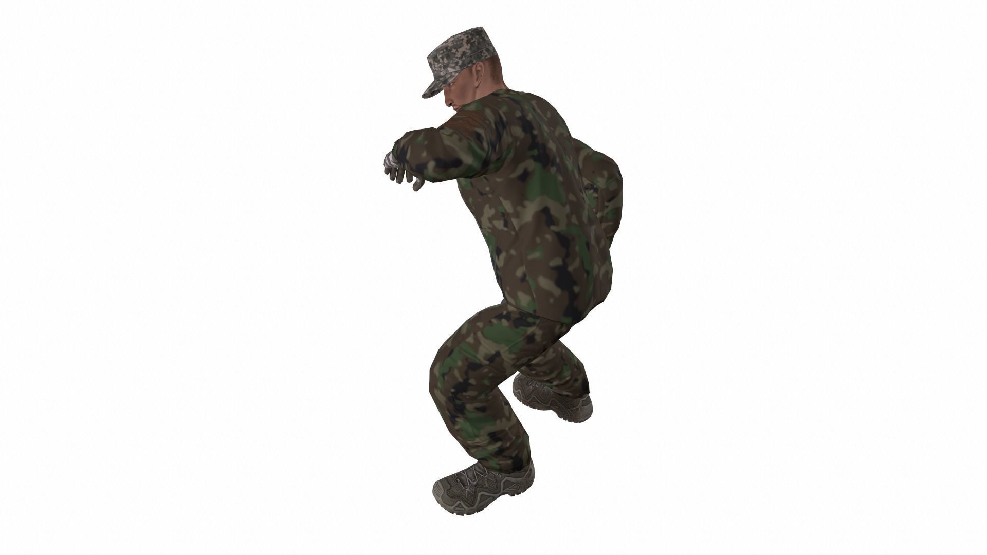 3D model soldier with hand-to-hand combat animation Low poly PBR VR ...