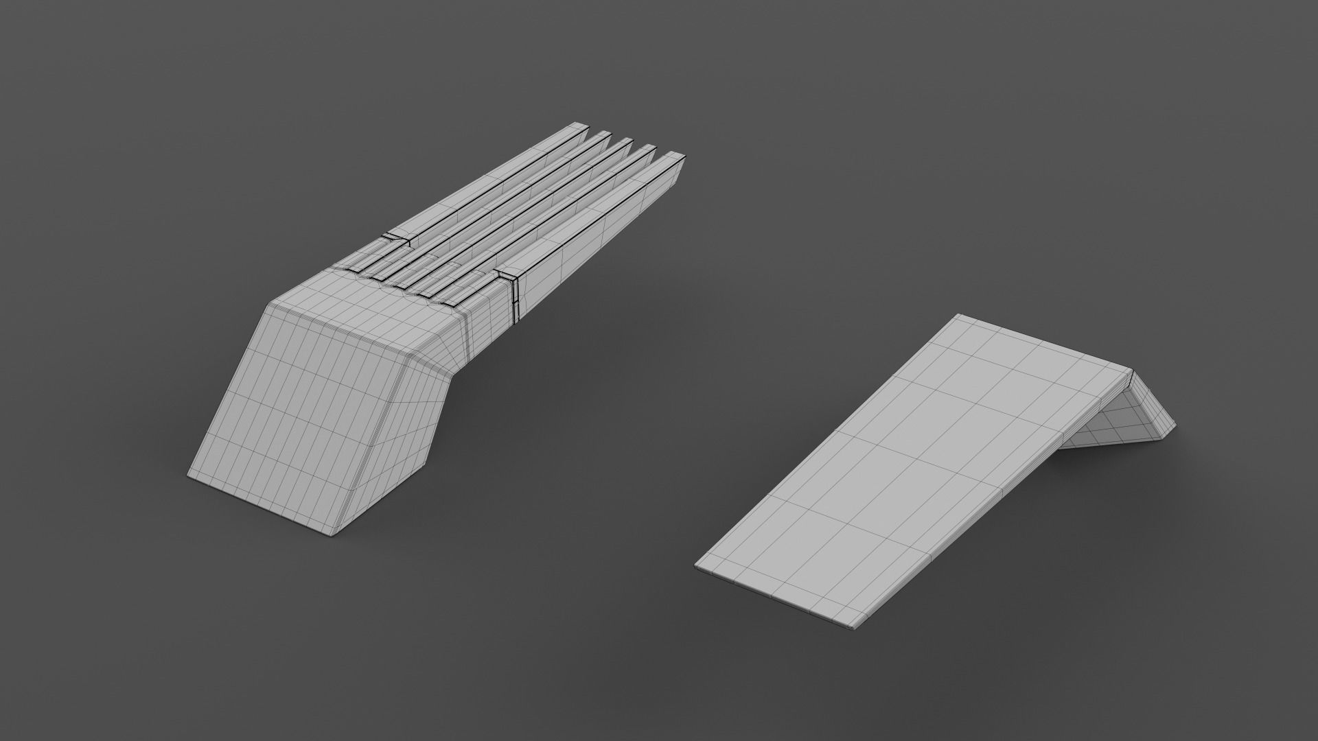 PARK MODERN BENCH WING WOOD AND CONCRETE 3D model | CGTrader