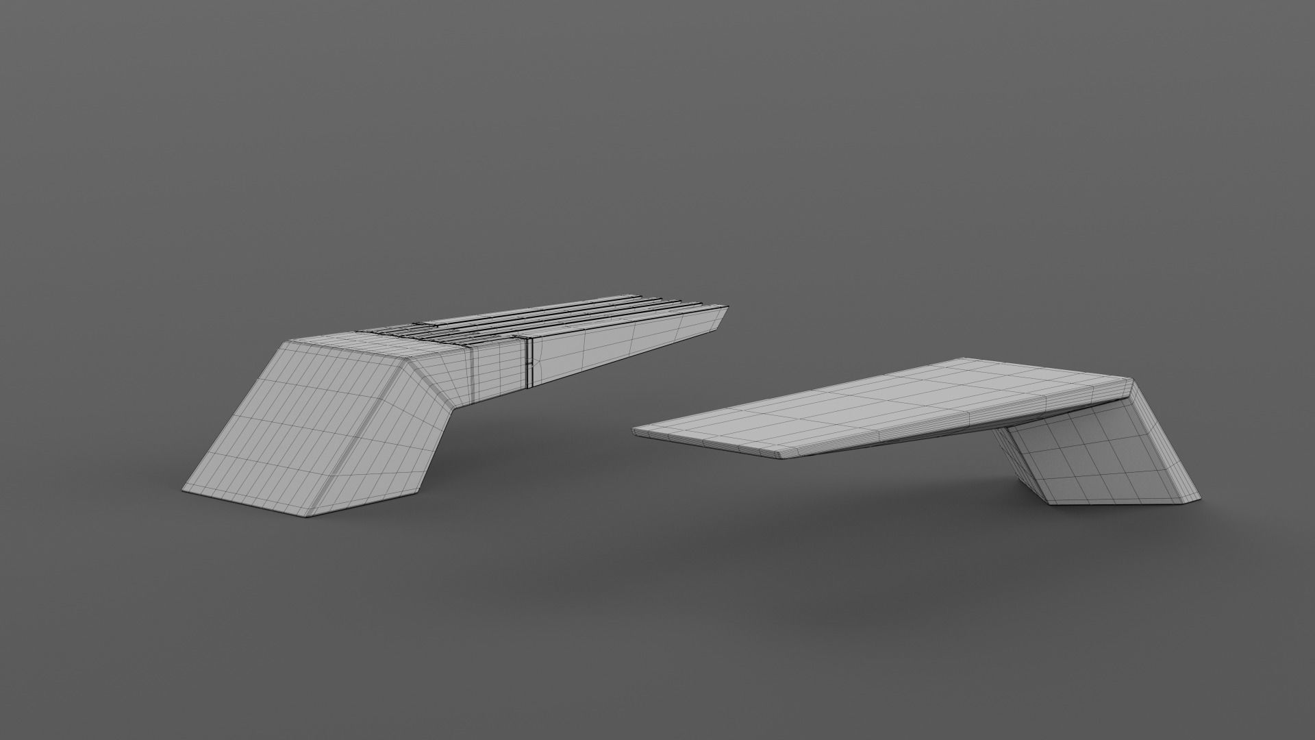 PARK MODERN BENCH WING WOOD AND CONCRETE 3D model | CGTrader