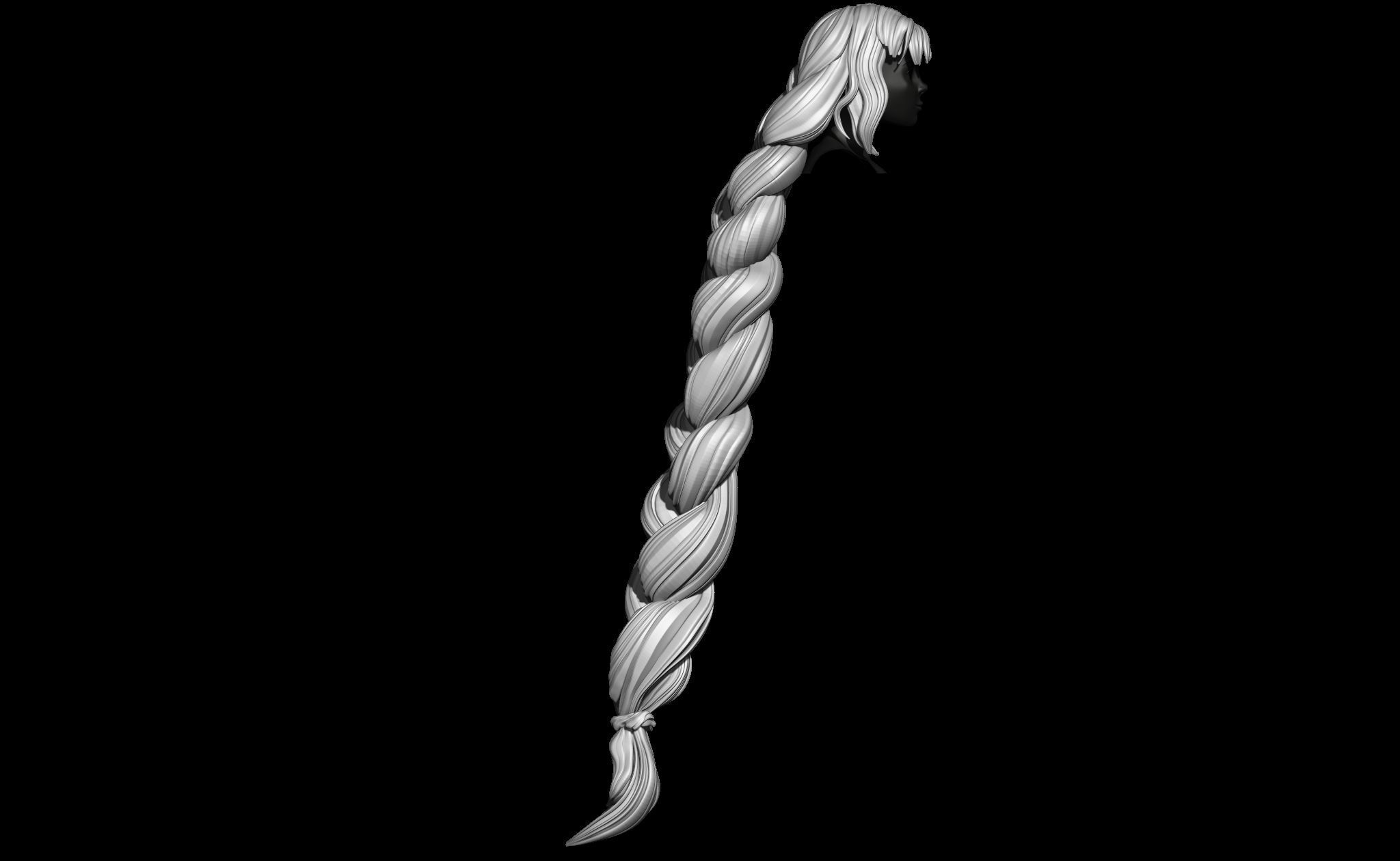 Hair 3D Hairstyle Model - Long Plait 3D model | CGTrader