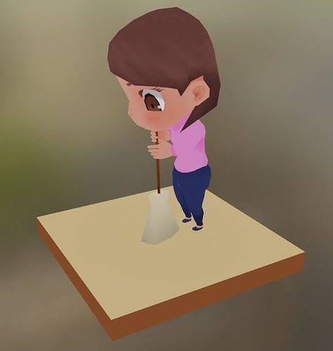 3D model Sweeping Floor Animation VR / AR / low-poly | CGTrader