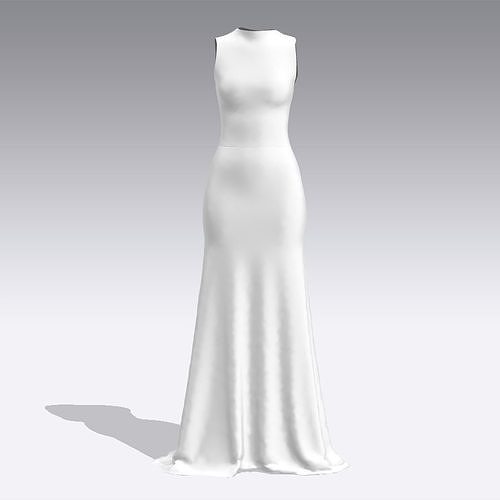 DRESS WHITE LONG LOOK STYLE 3D model | CGTrader