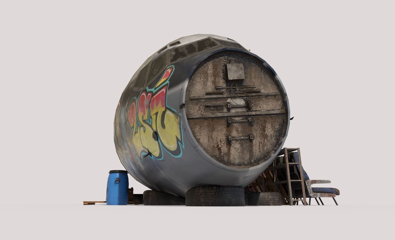Aircraft Head with Graffiti in the Aircraft Graveyard 3D model | CGTrader