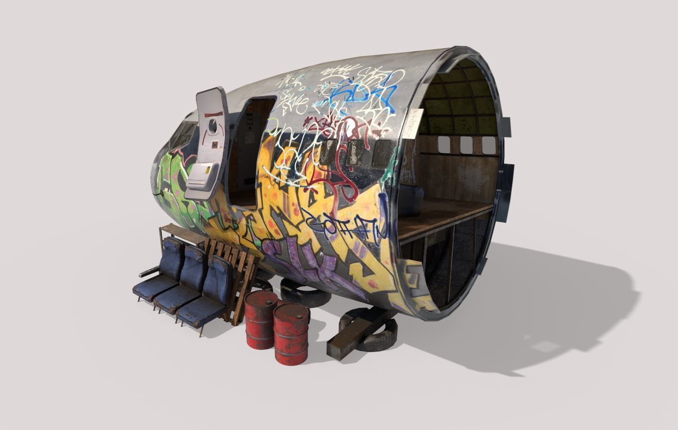 Aircraft Head with Graffiti in the Aircraft Graveyard 3D model | CGTrader