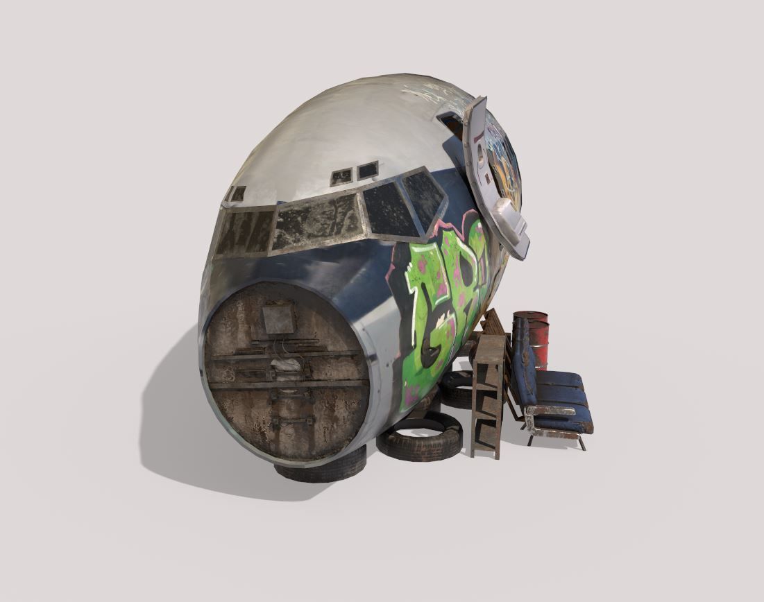 Aircraft Head with Graffiti in the Aircraft Graveyard 3D model | CGTrader