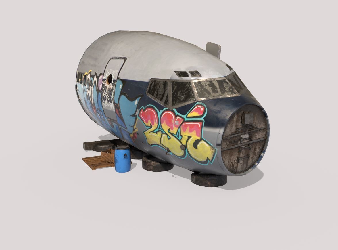 Aircraft Head with Graffiti in the Aircraft Graveyard 3D model | CGTrader