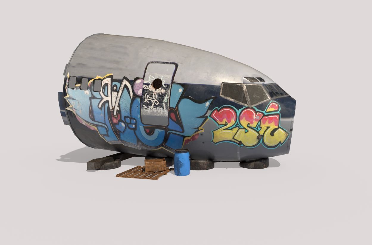 Aircraft Head with Graffiti in the Aircraft Graveyard 3D model | CGTrader