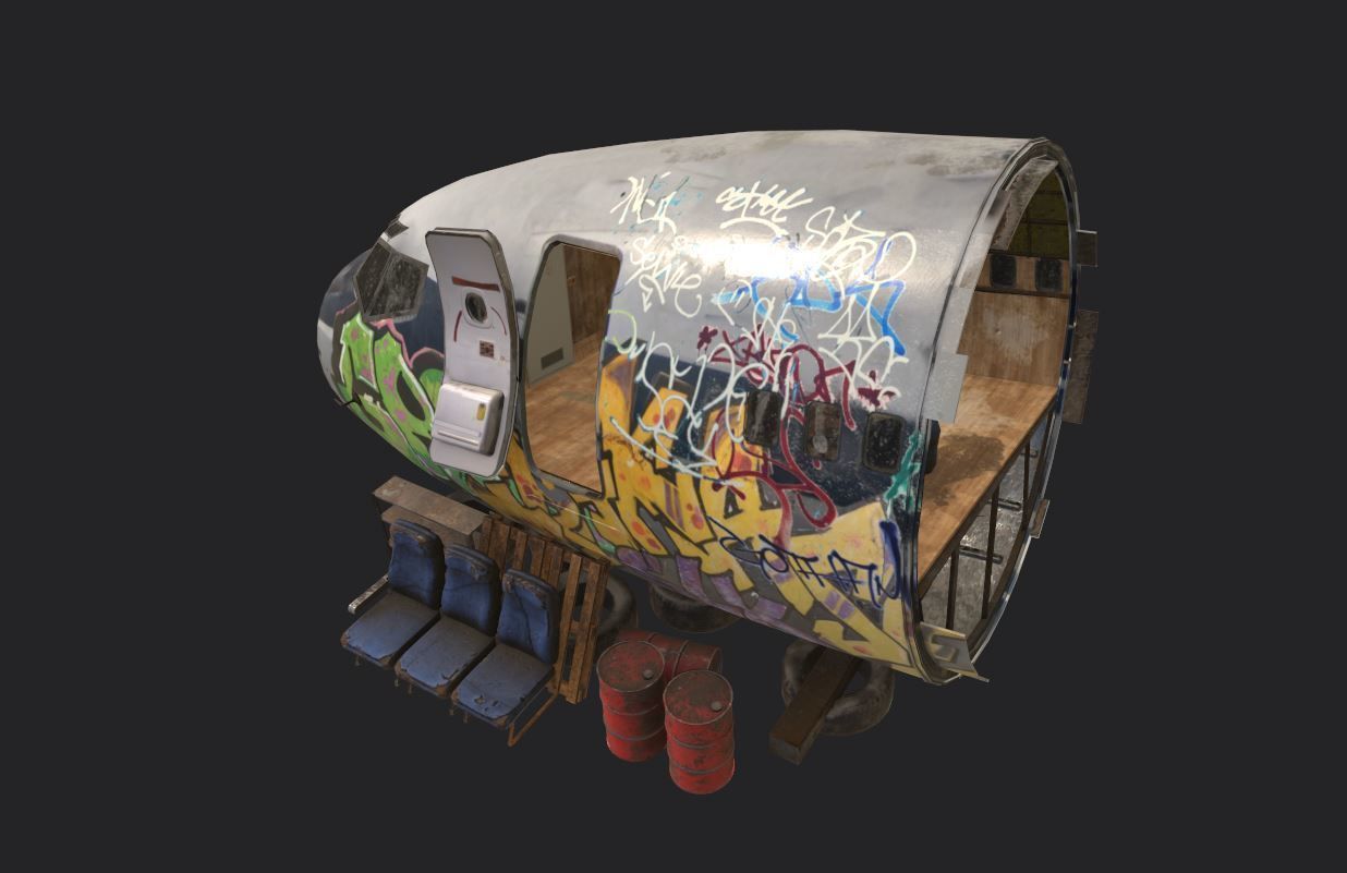 Aircraft Head with Graffiti in the Aircraft Graveyard 3D model | CGTrader