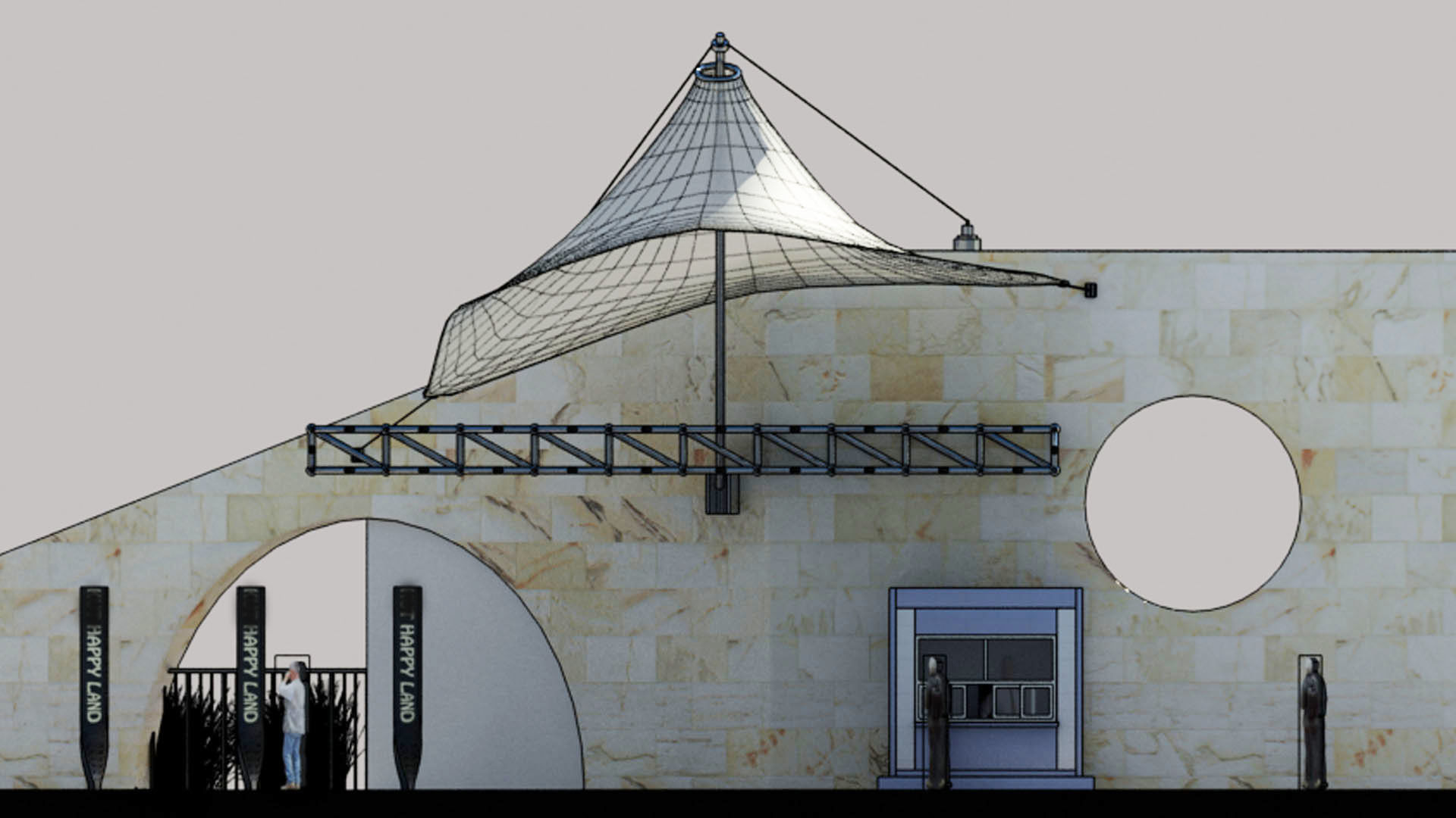 Tensile fabric canopy shading structure 3dmodel 3D model | CGTrader