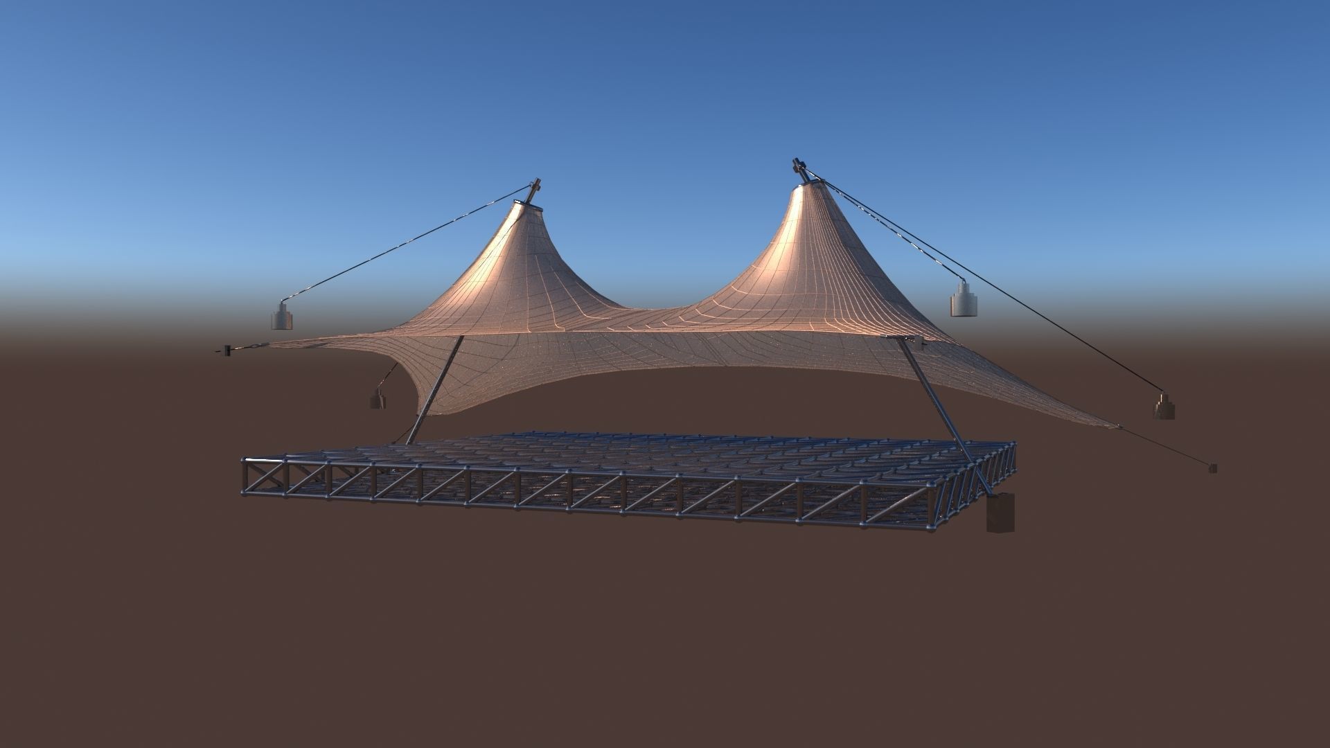 Tensile fabric canopy shading structure 3dmodel 3D model | CGTrader