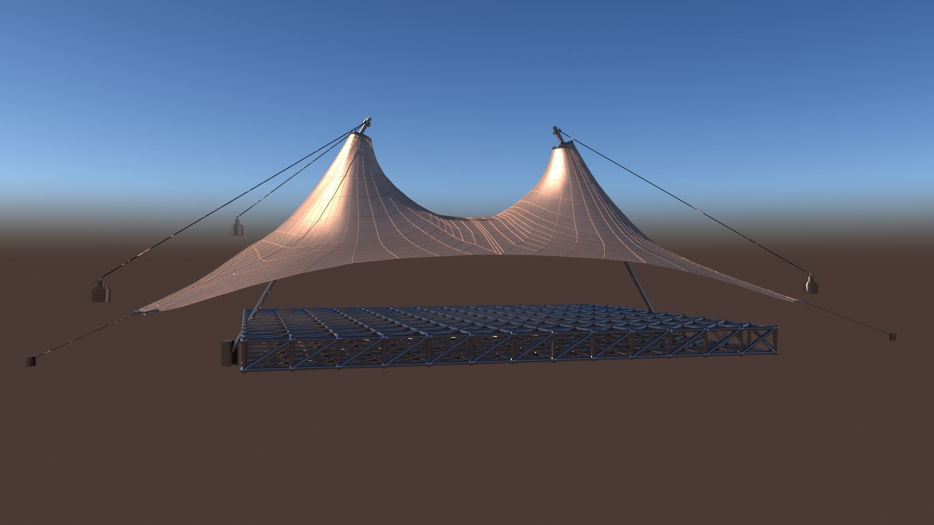 Tensile fabric canopy shading structure 3dmodel 3D model | CGTrader