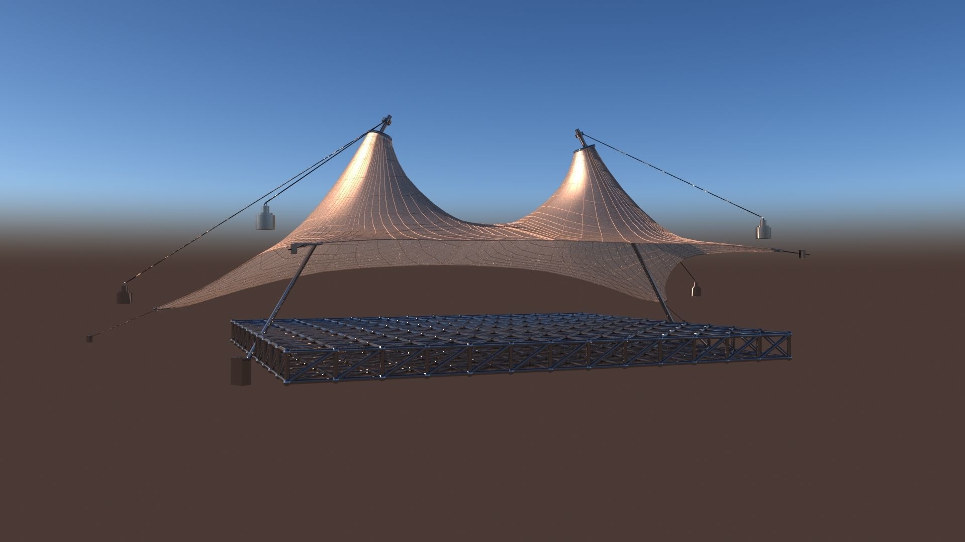 Tensile fabric canopy shading structure 3dmodel 3D model | CGTrader