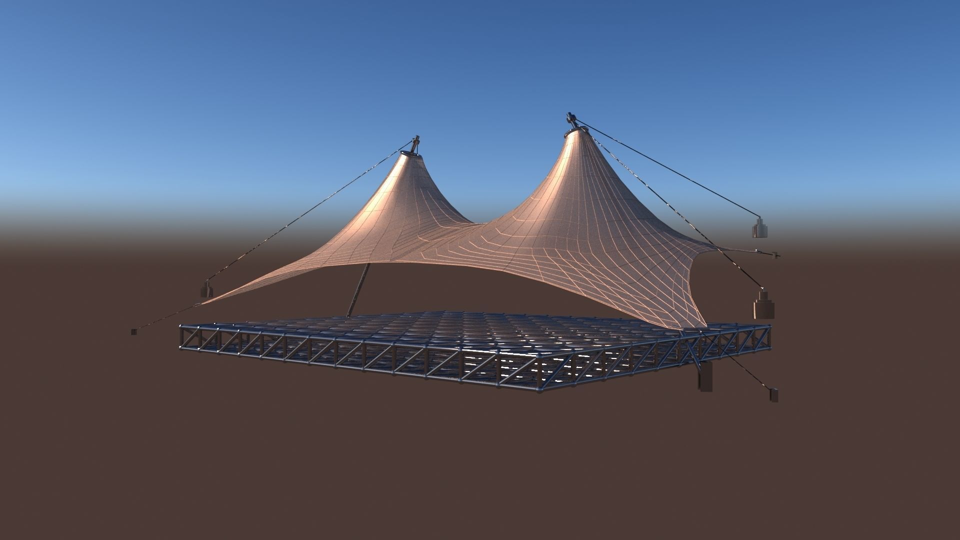 Tensile fabric canopy shading structure 3dmodel 3D model | CGTrader