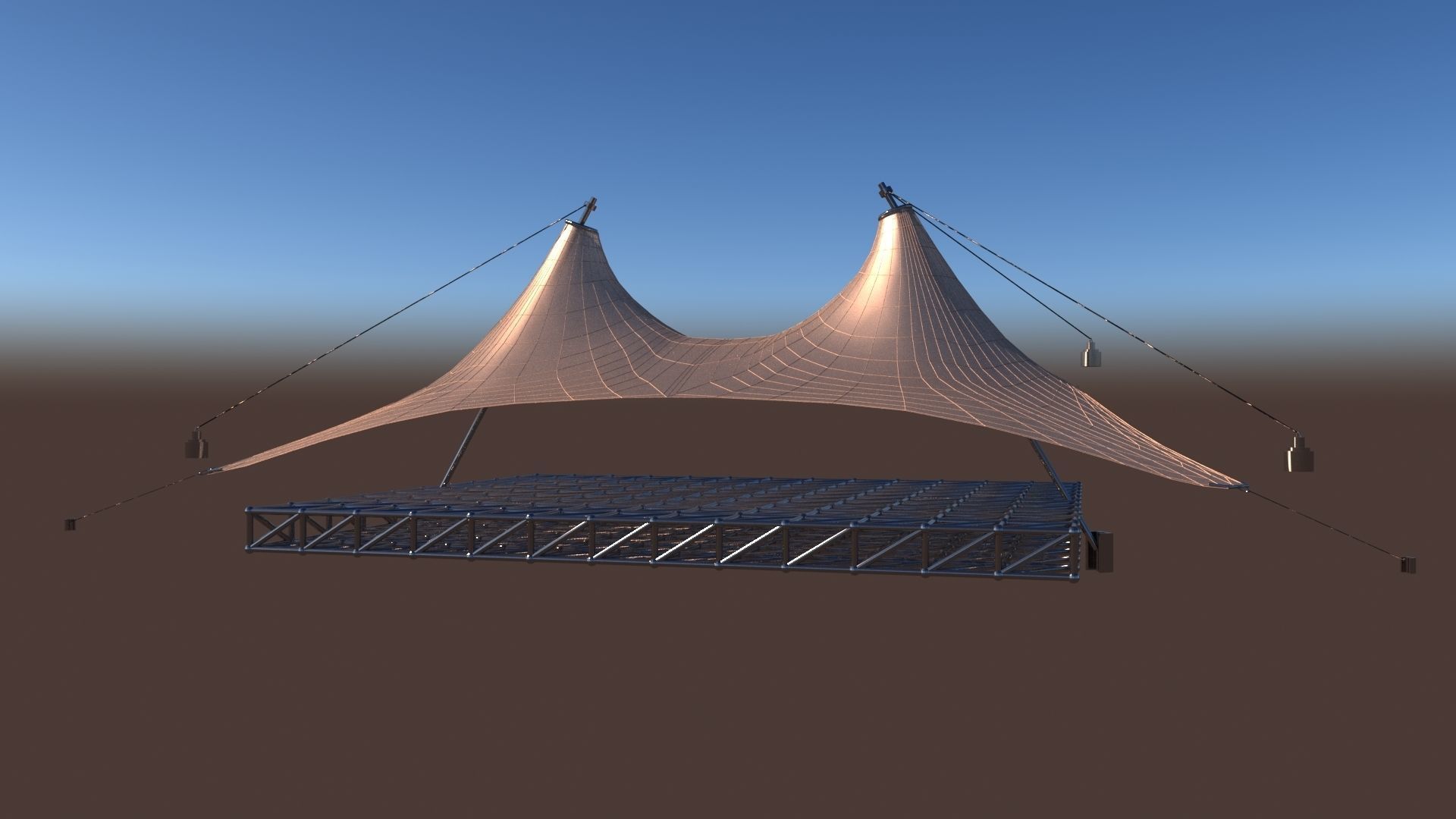 Tensile fabric canopy shading structure 3dmodel 3D model | CGTrader