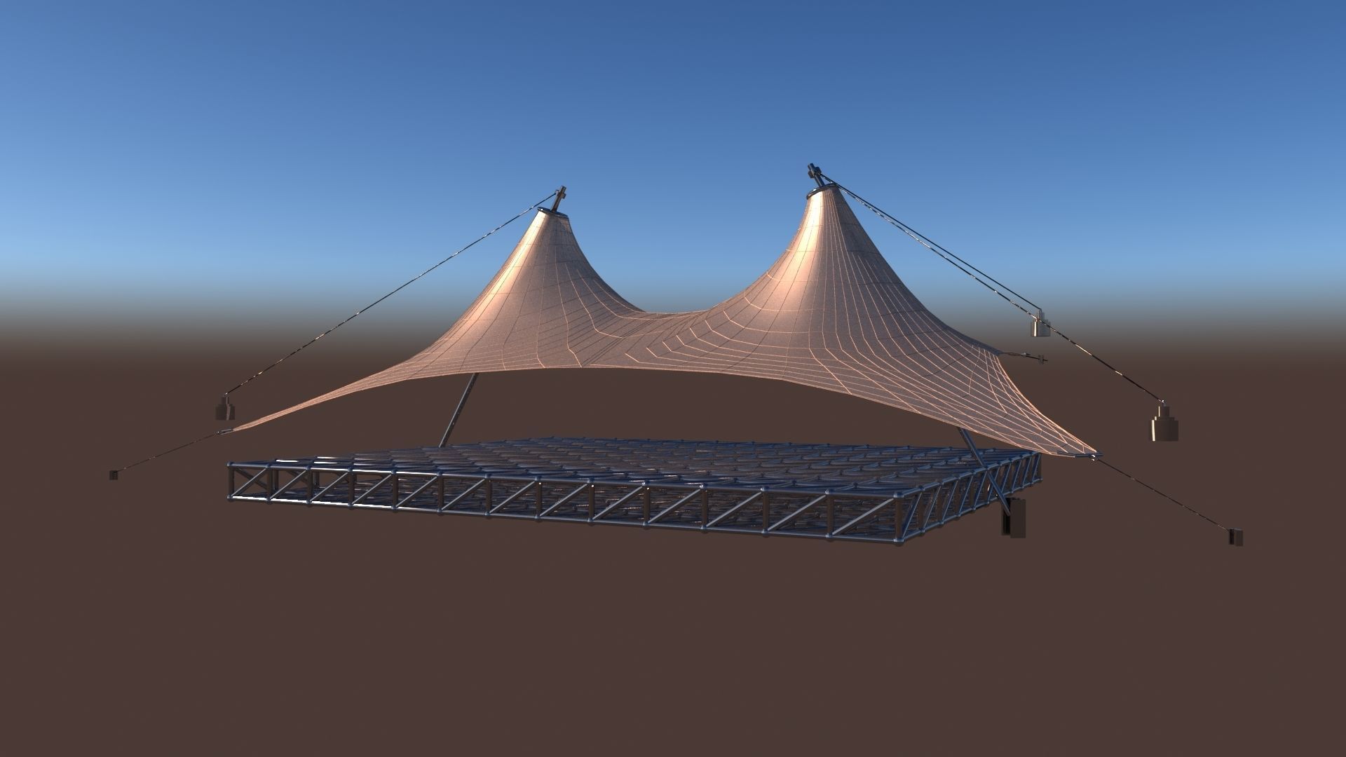 Tensile fabric canopy shading structure 3dmodel 3D model | CGTrader