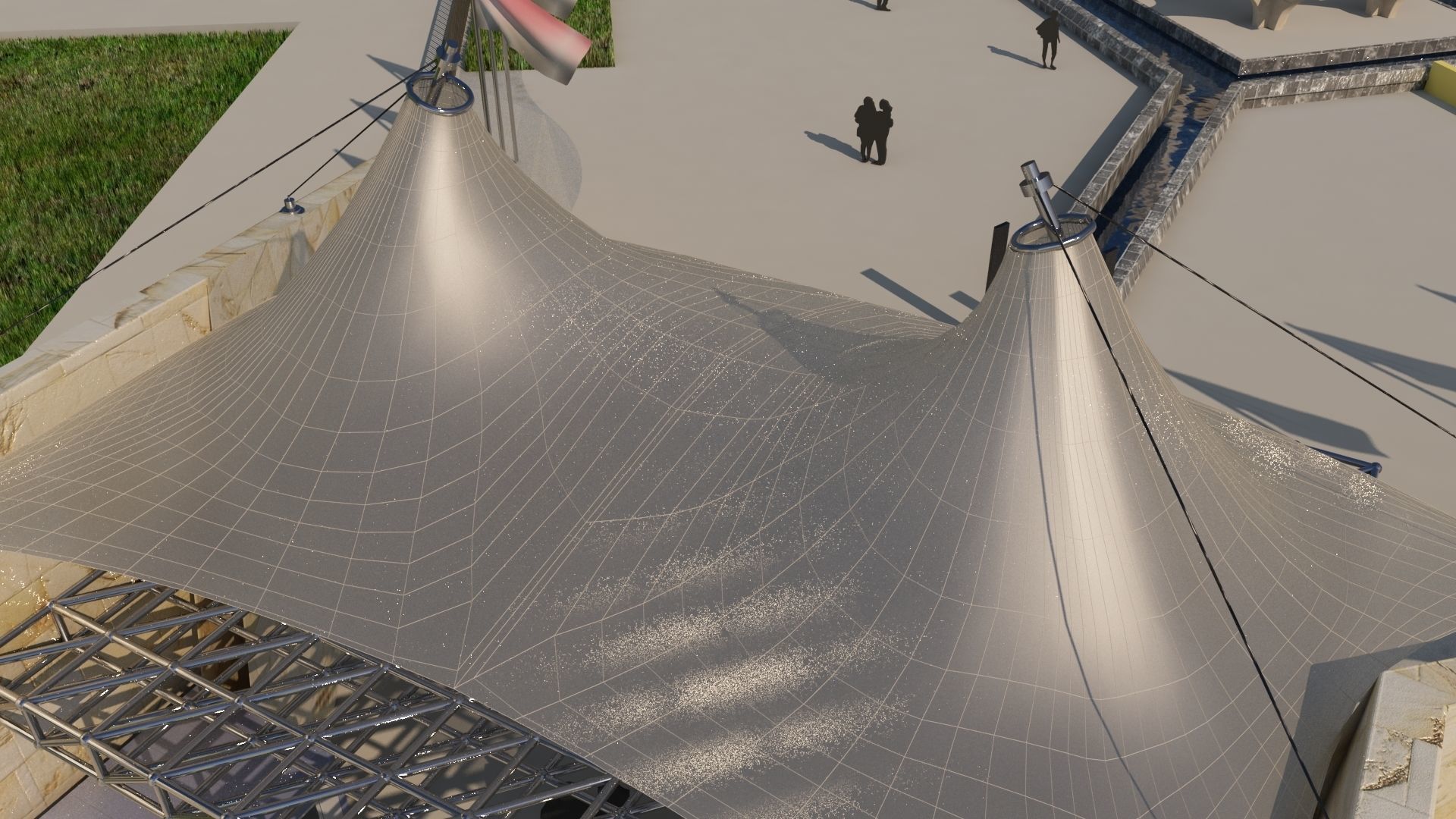 Tensile fabric canopy shading structure 3dmodel 3D model | CGTrader