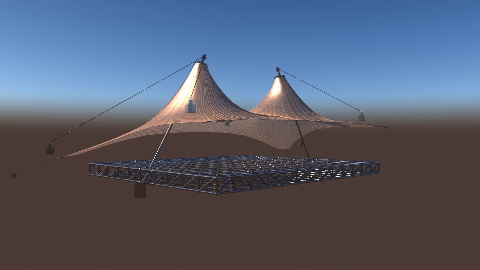 Tensile fabric canopy shading structure 3dmodel 3D model | CGTrader