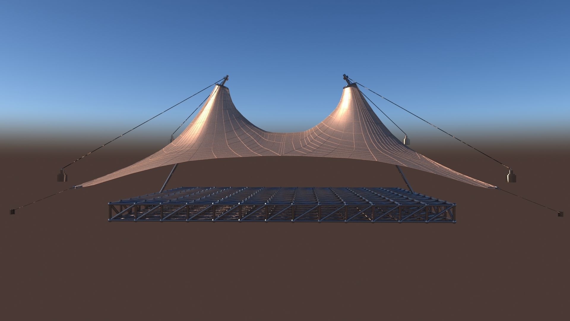 Tensile fabric canopy shading structure 3dmodel 3D model | CGTrader