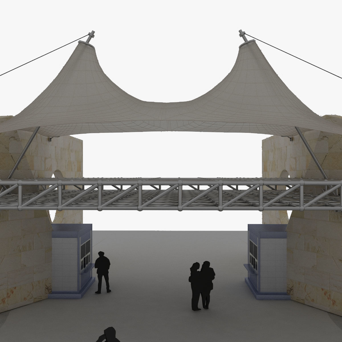 Tensile fabric canopy shading structure 3dmodel 3D model | CGTrader
