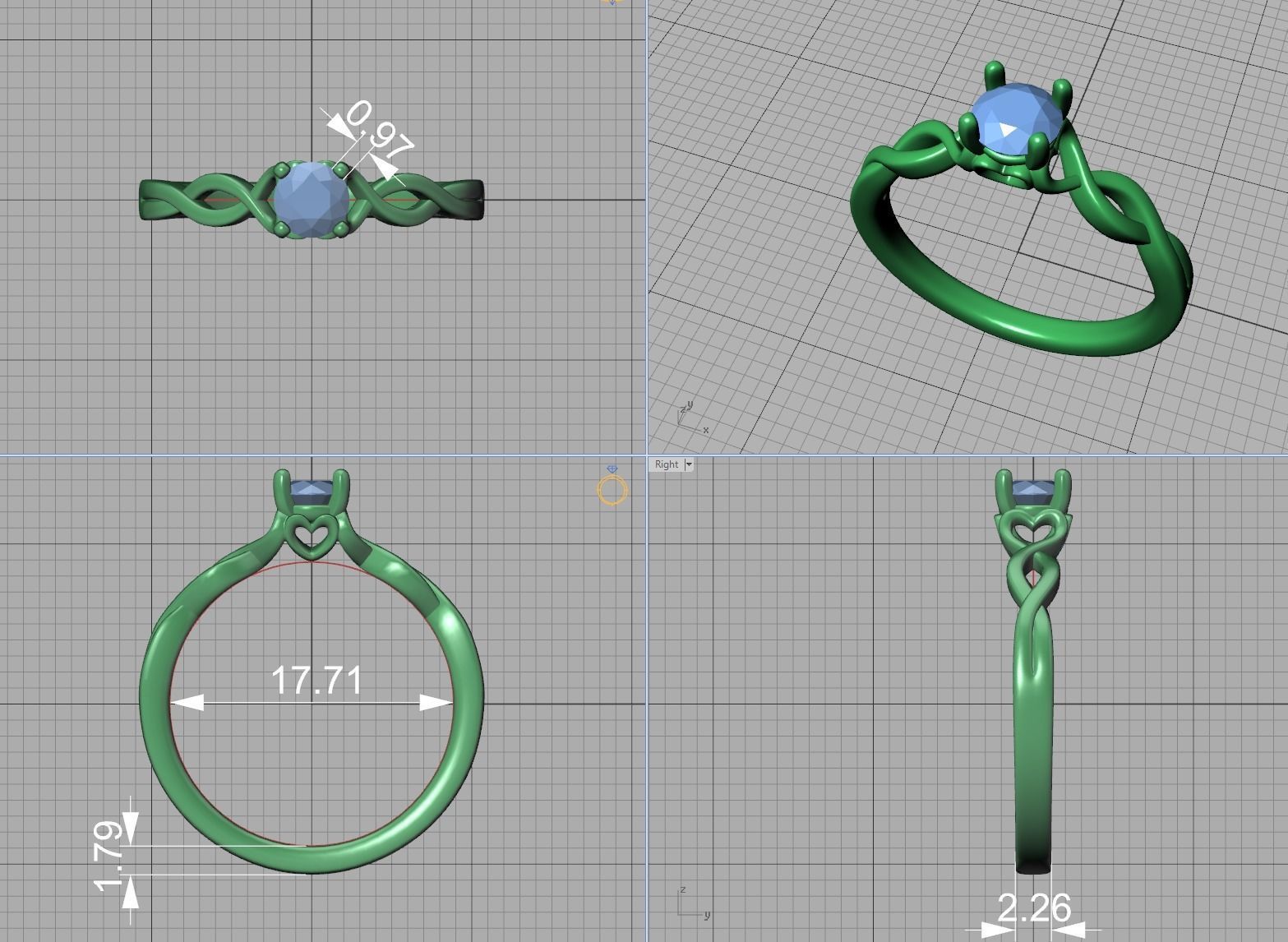 Solitaire Engagement Ring Heart design ring 3dmodel 3D model 3D ...