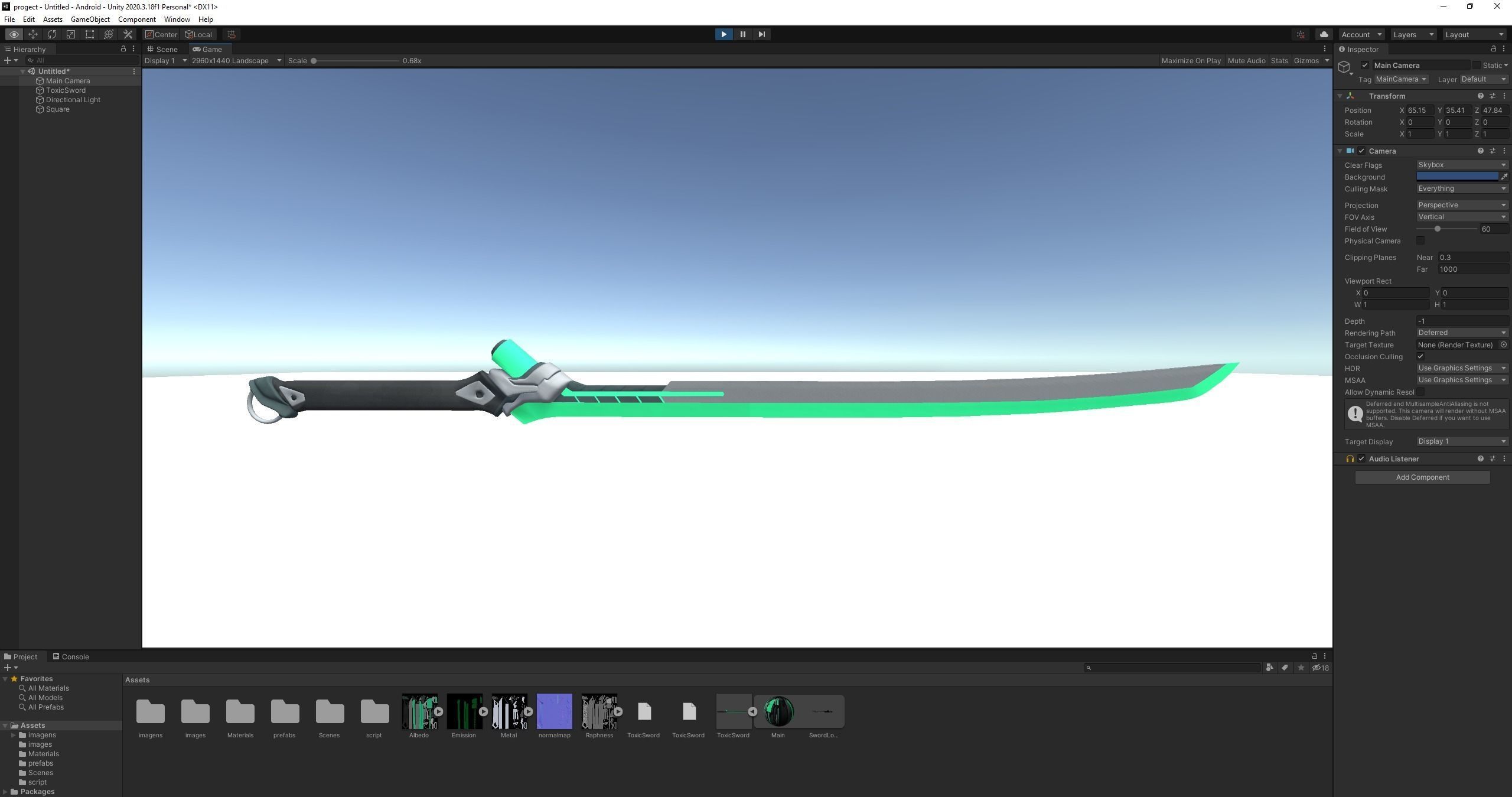 3D model Toxic Sword with neon Game Ready low poly PBR VR / AR / low ...
