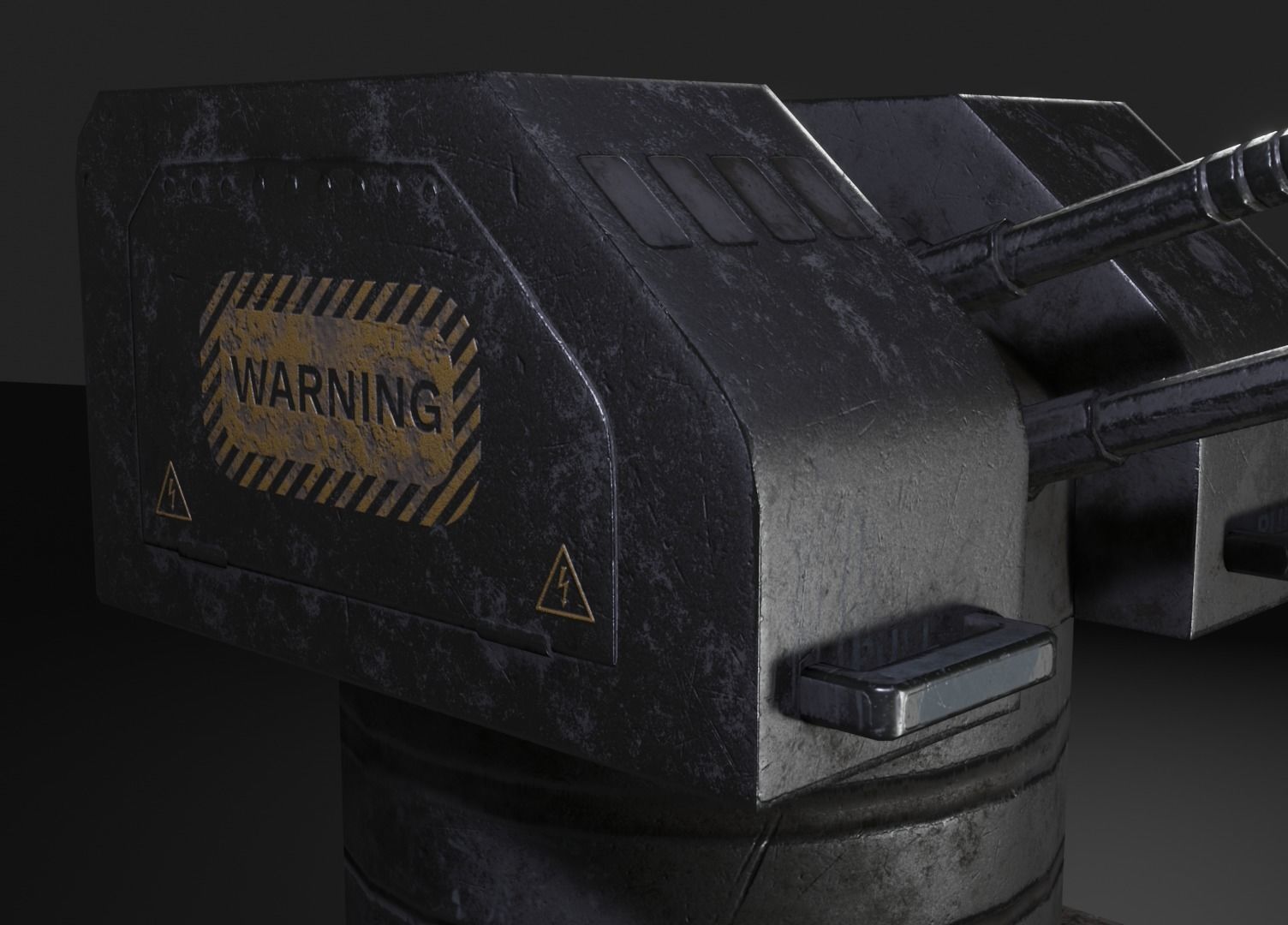 Realistic Turret with two guns on concrete podium gameready free VR ...