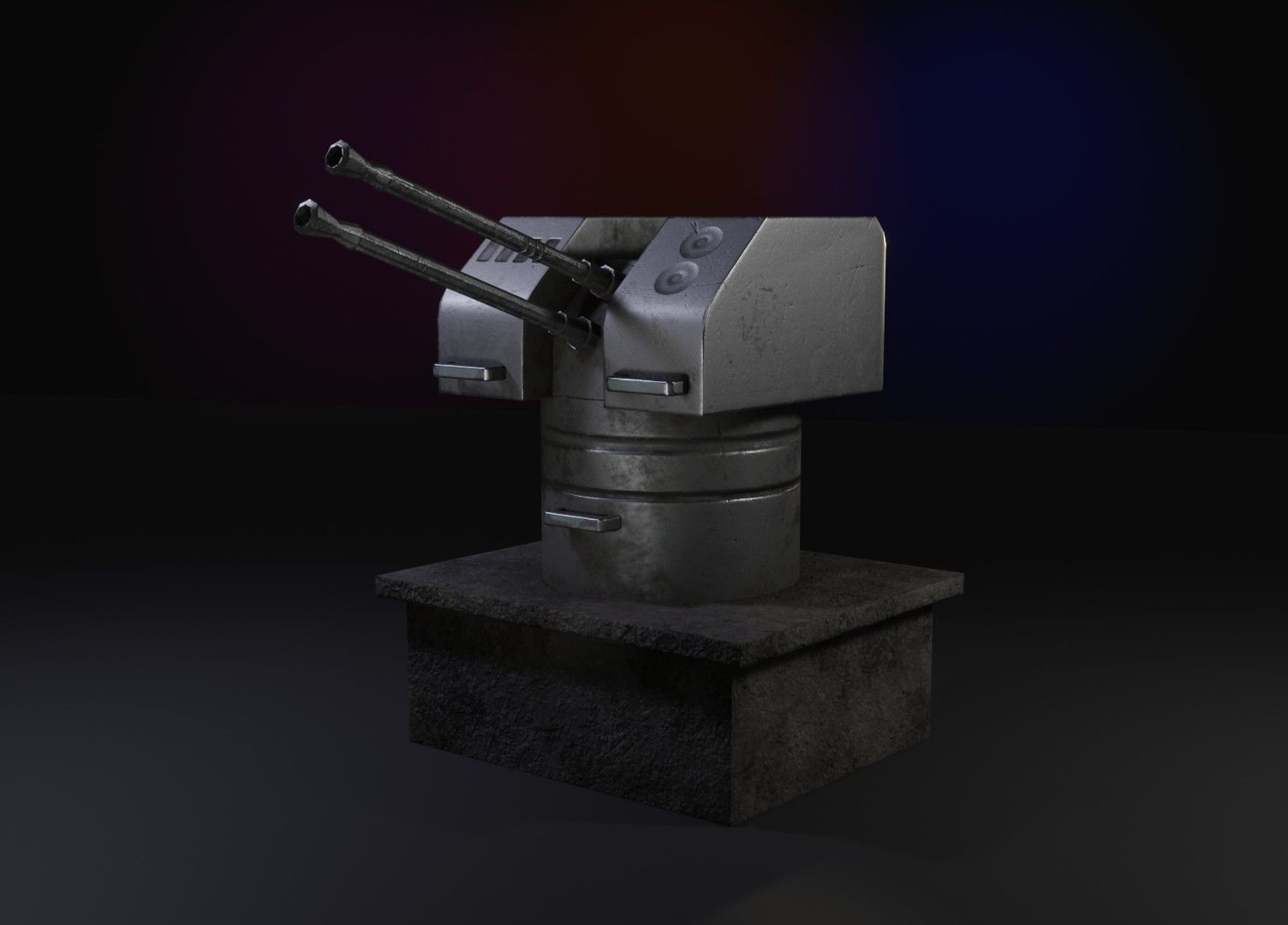 Realistic Turret with two guns on concrete podium gameready free VR ...