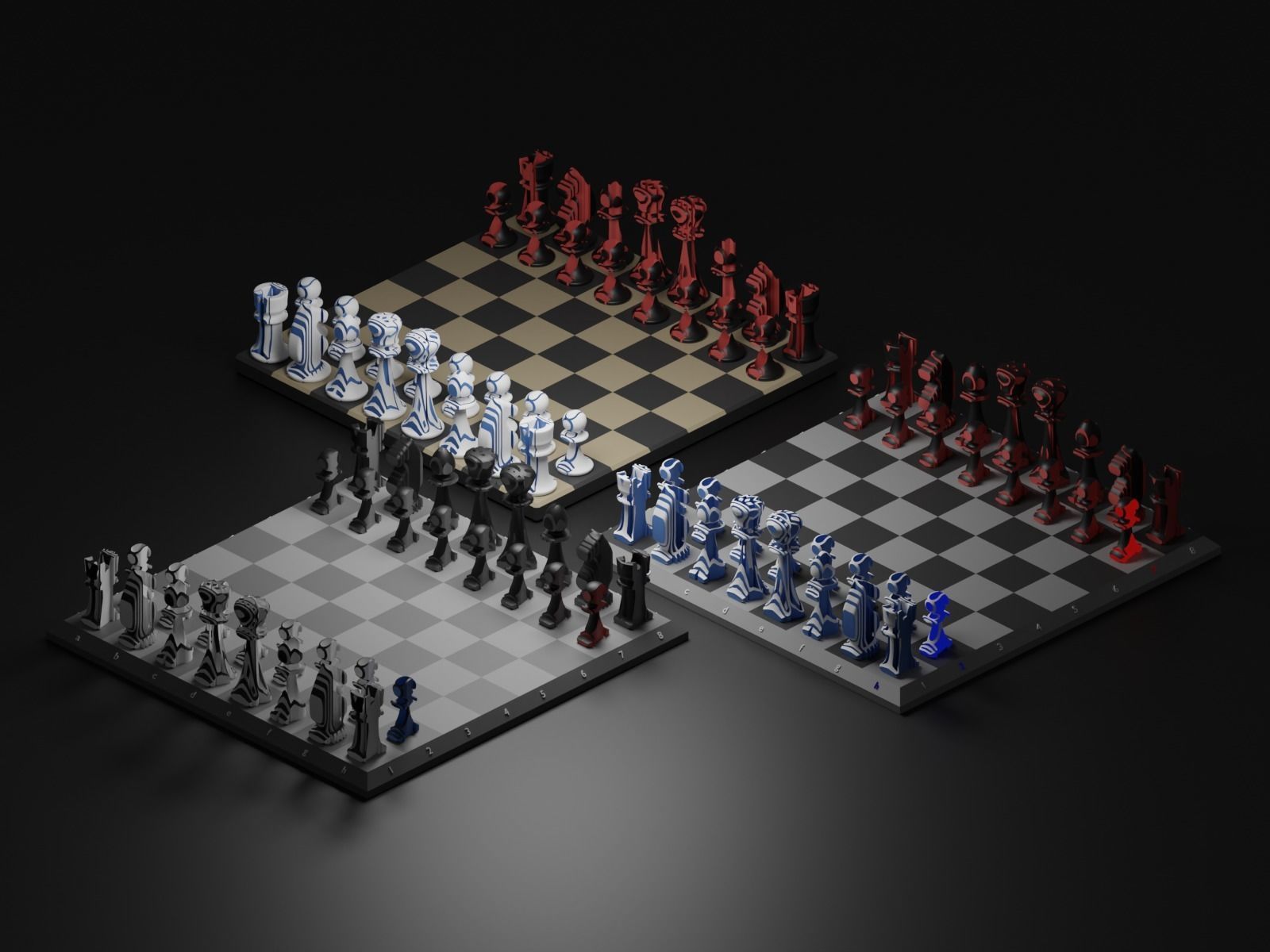 3D model Low Poly Chess Set - 2D-3D VR / AR / low-poly | CGTrader