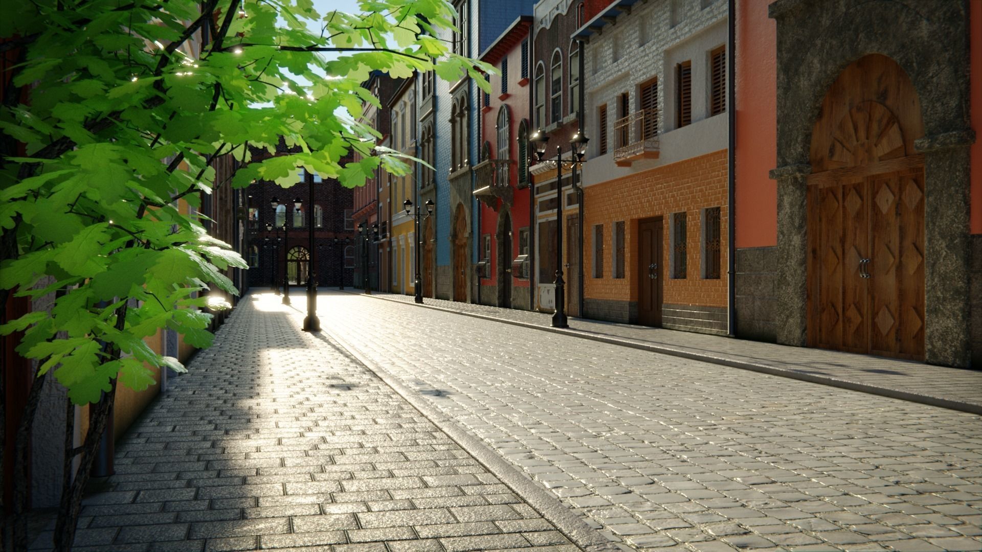 European Street 3d Scene 3D model | CGTrader