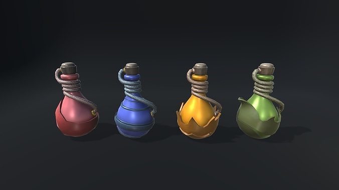 3D model Magic bottles - Game Ready VR / AR / low-poly | CGTrader
