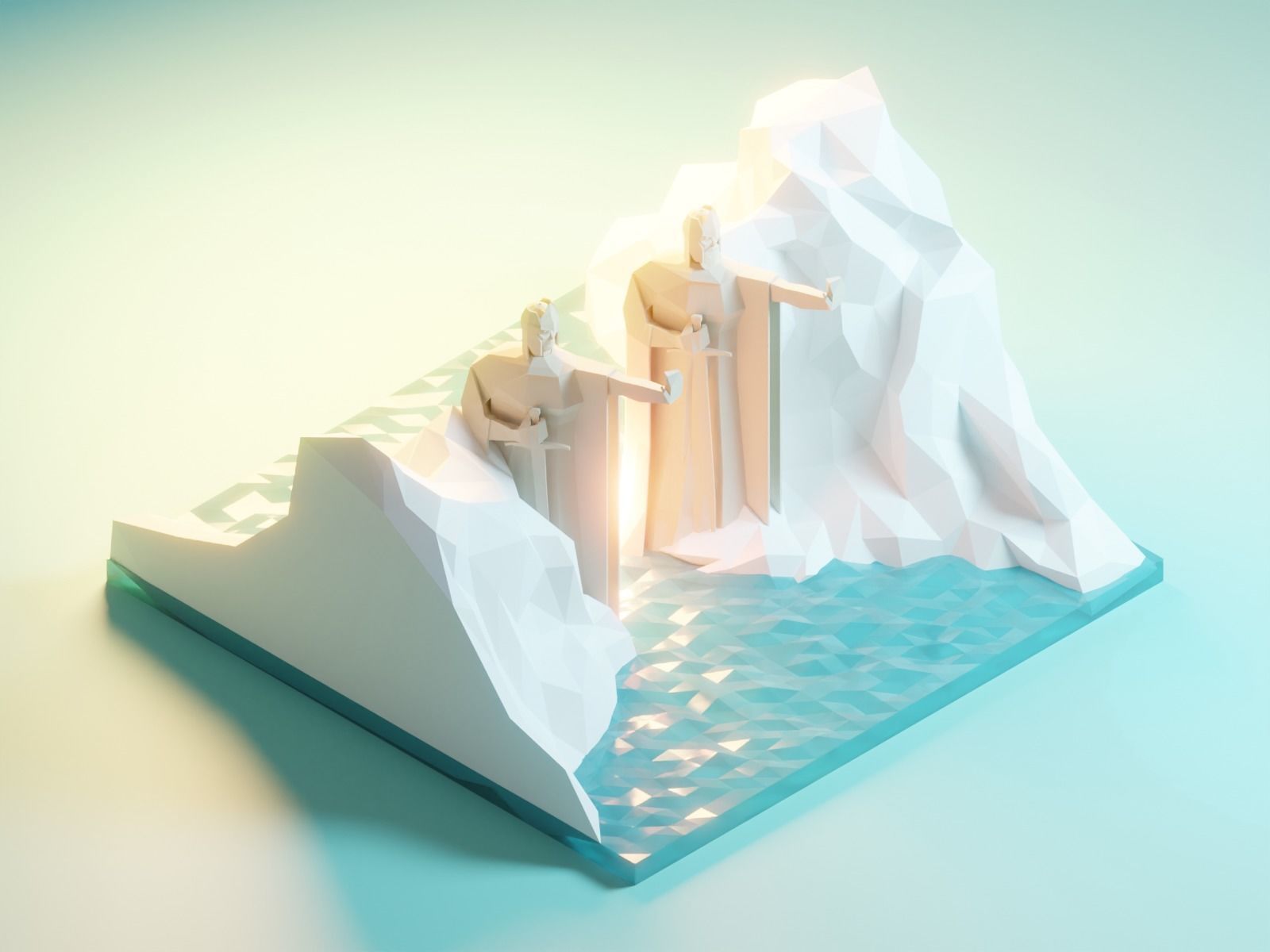 3D model Argonath low poly blender Model for game and cartoon video VR ...